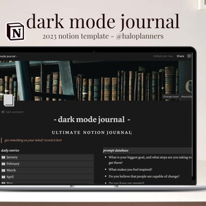Notion Dark Mode Journal Dashboard | 2024 Notion Journal | Dark ...