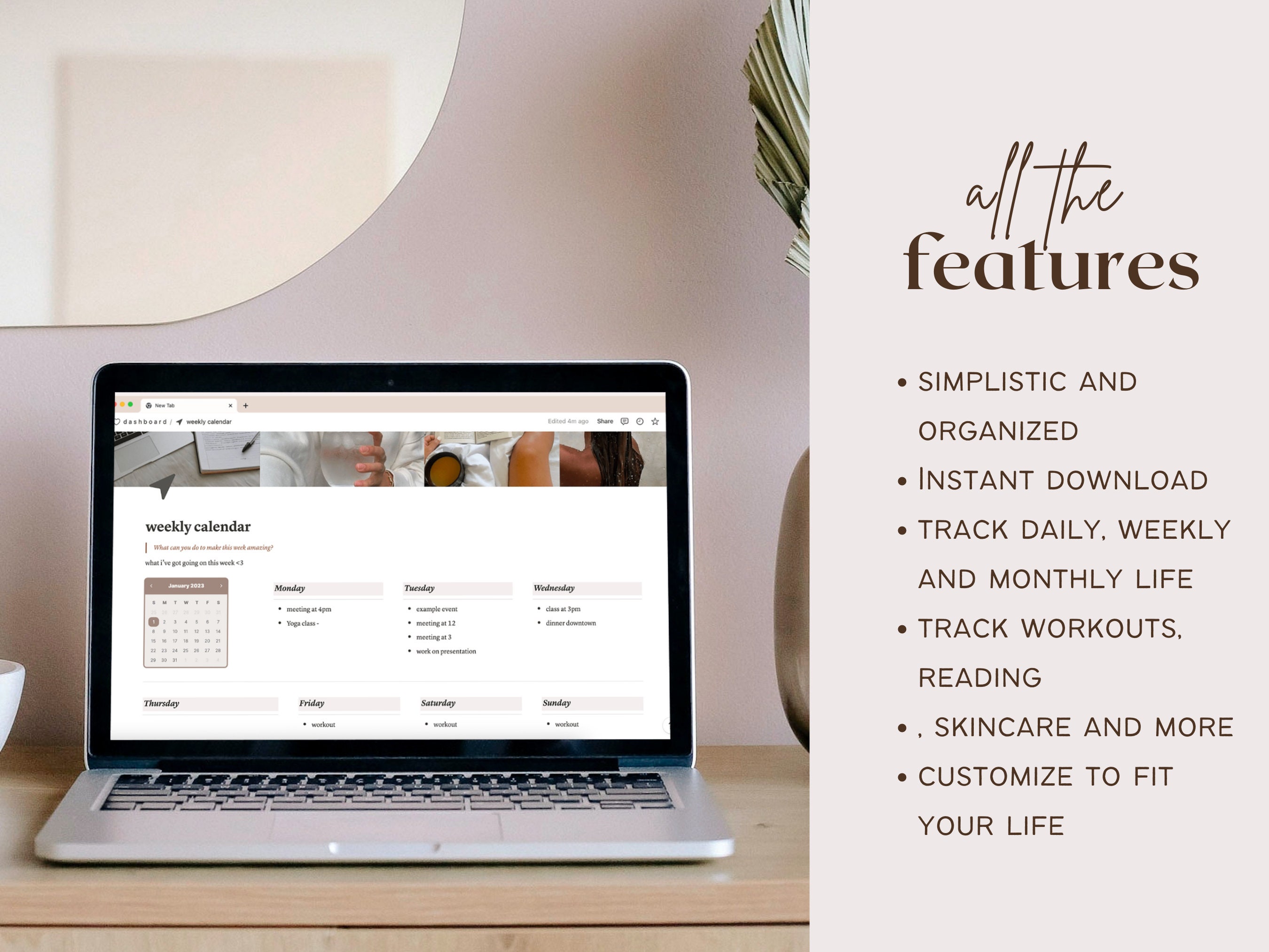 2024 Notion Template Neutral Beige Aesthetic Editable Notion Template ...