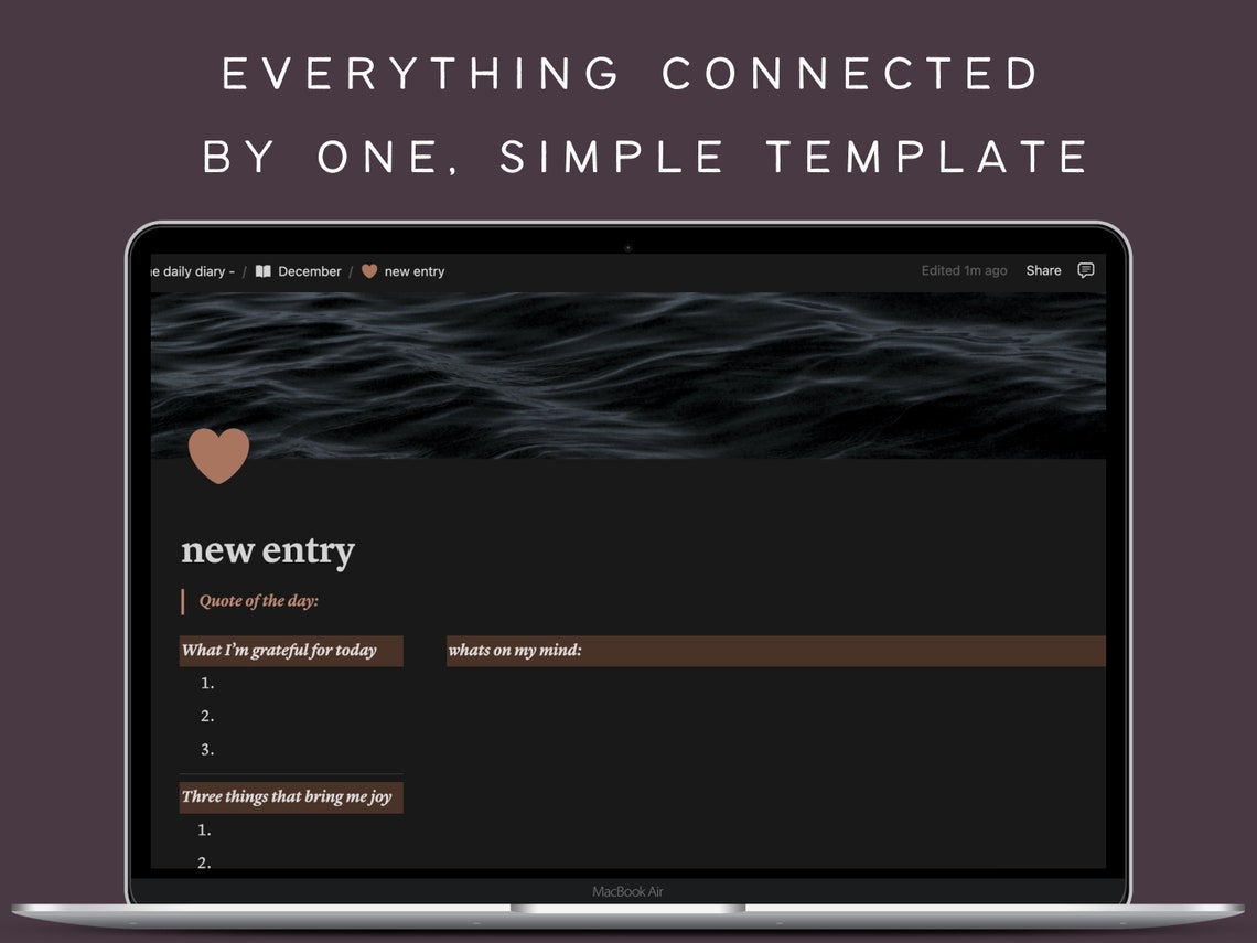 Notion Dark Mode Journal Dashboard 2024 Notion Journal Dark Academia ...