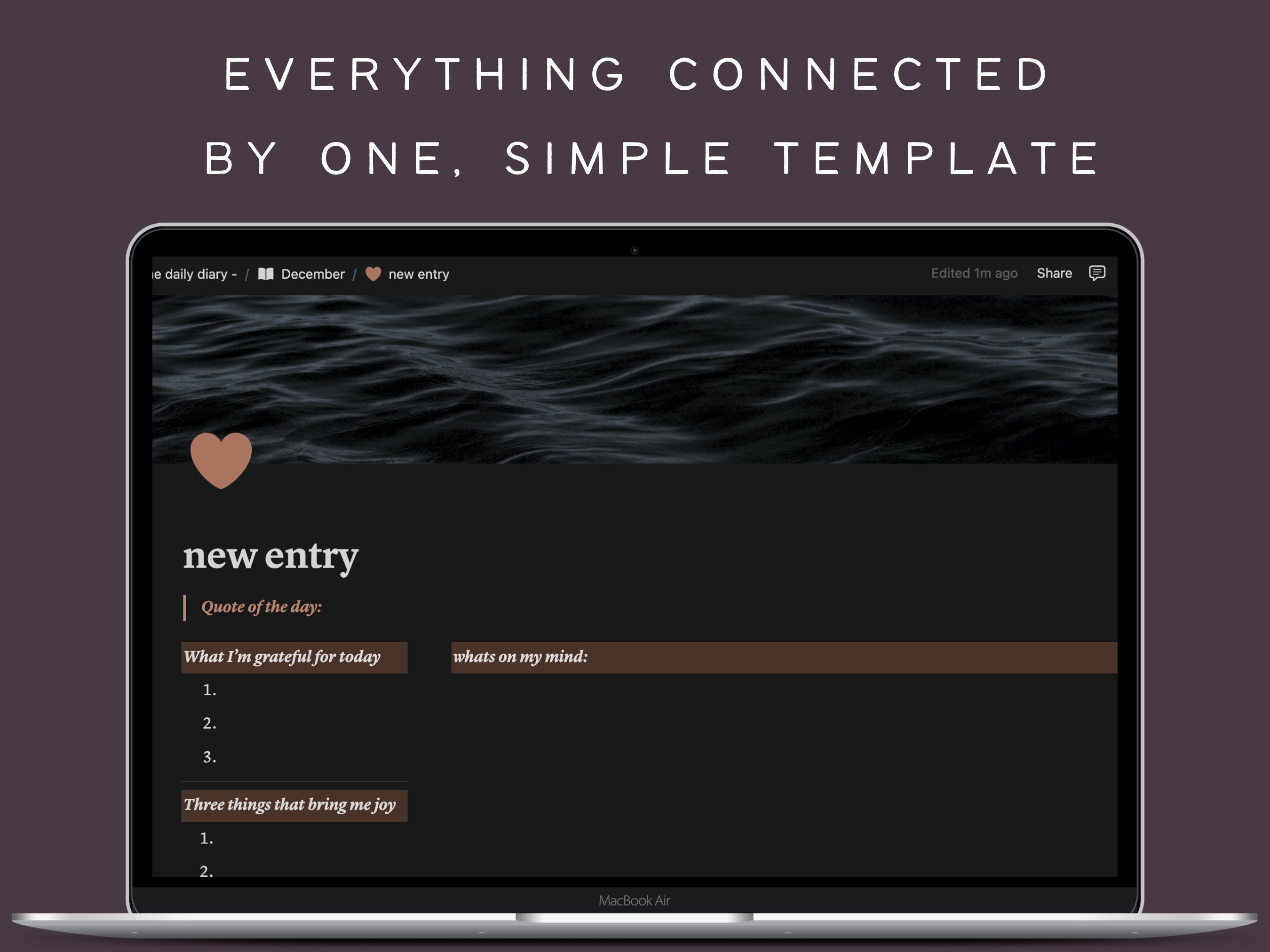Notion Dark Mode Journal Dashboard 2024 Notion Journal Dark Academia ...