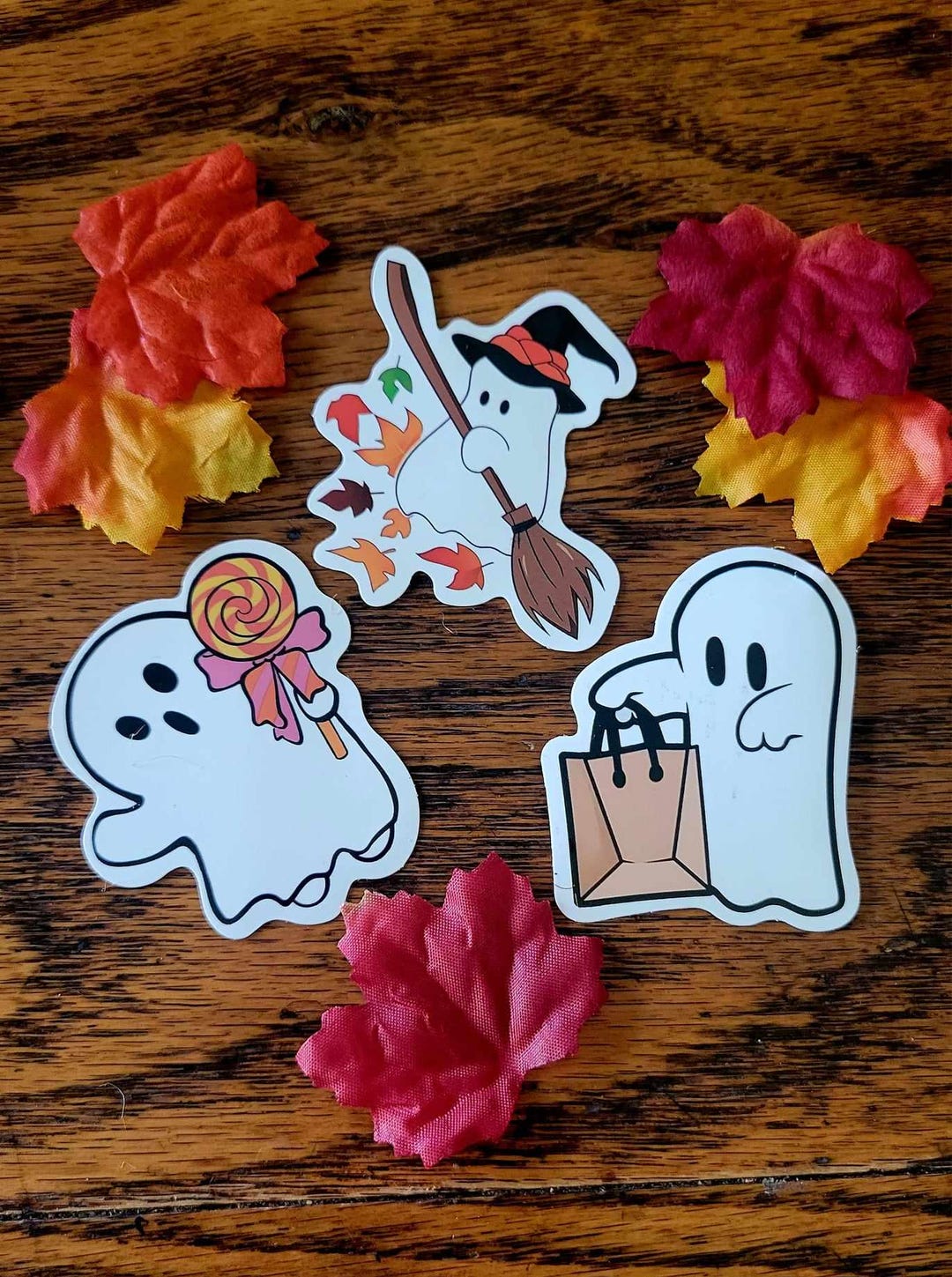 Set of 3 Spooky Cute Trick or Treat Halloween Ghost Stickers. Vinyl ...