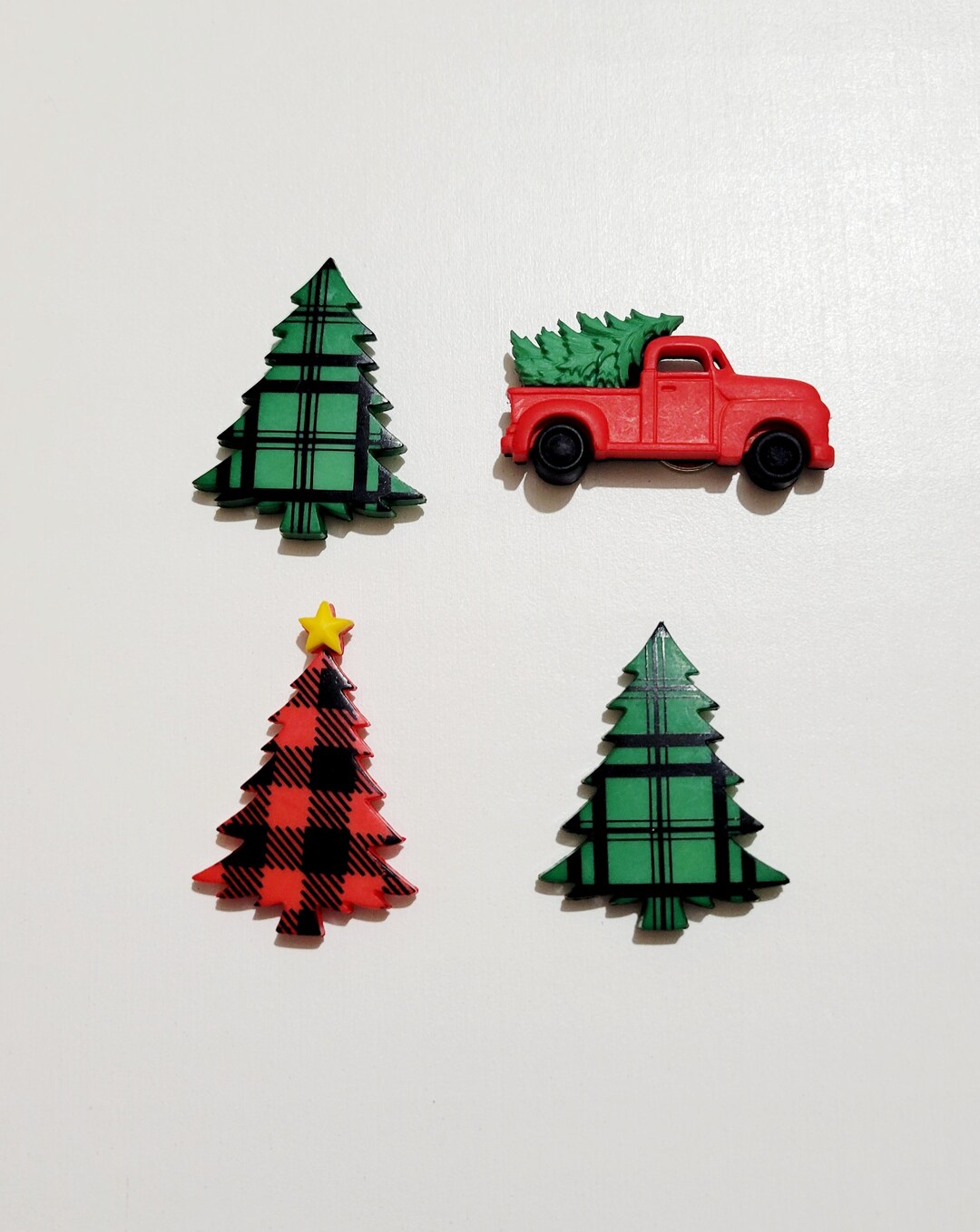 Refrigerator Christmas Trees & Truck Set of 4 Refrigerator Magnets ...