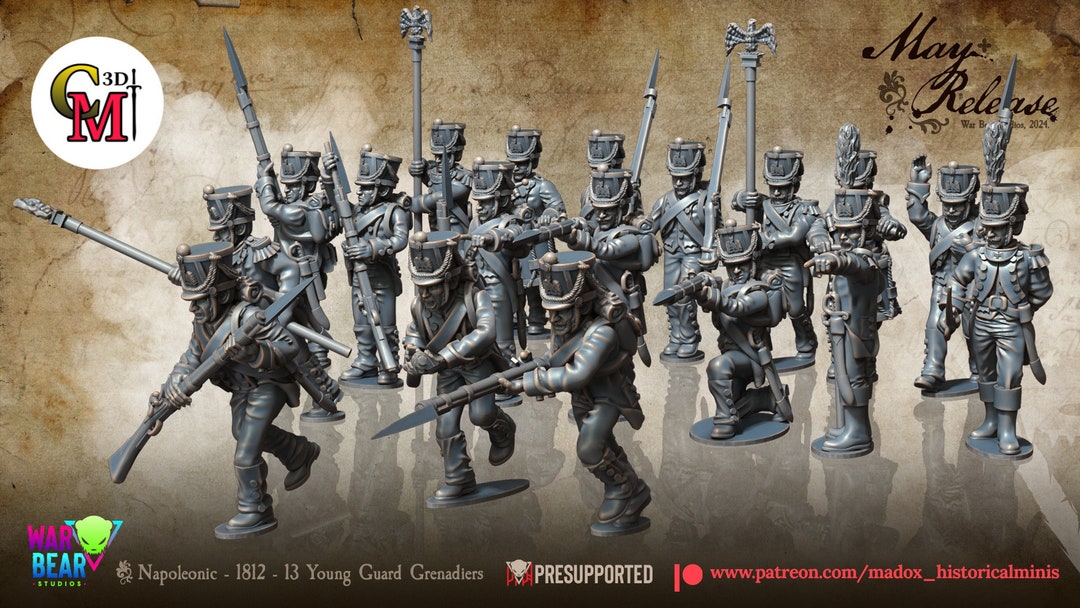 Napoleonic Young Gaurd Grenadiers, 28mm, 32mm, 1/35, 54mm, 75mm, Resin ...
