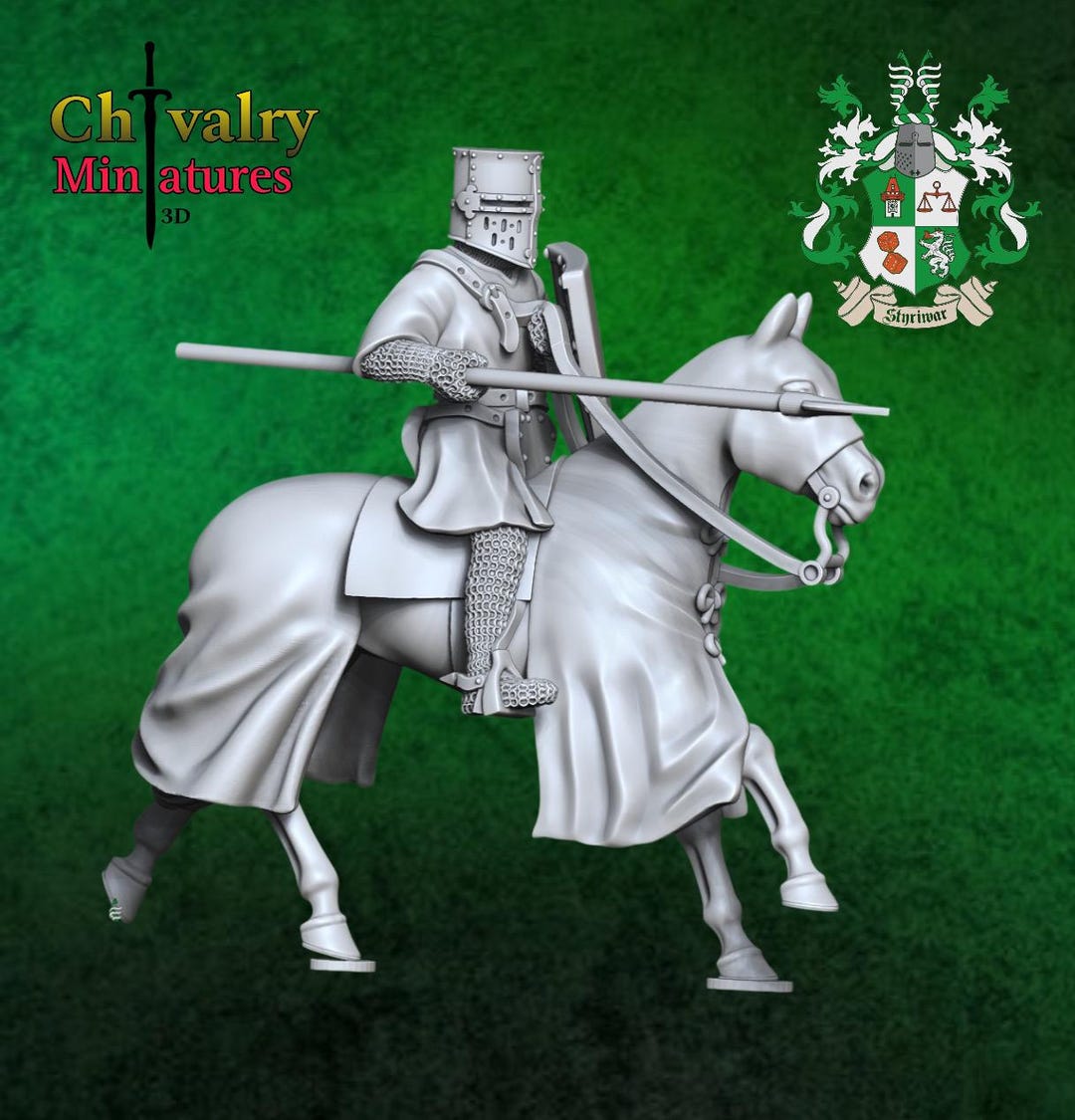 Mounted Morgan Bible Knight Resin Figure Historical 28mm, 32mm, 40mm, 1 ...