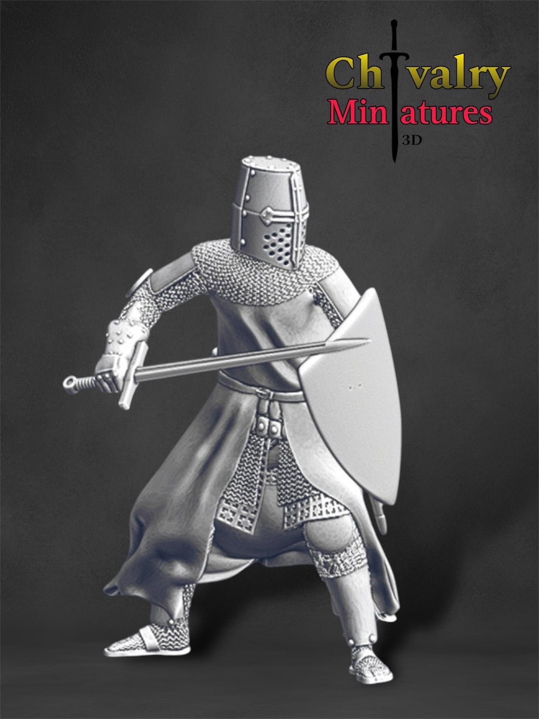 Medieval Crusader Defense Pose Version 1, Historical 1/72, 28mm, 32mm ...