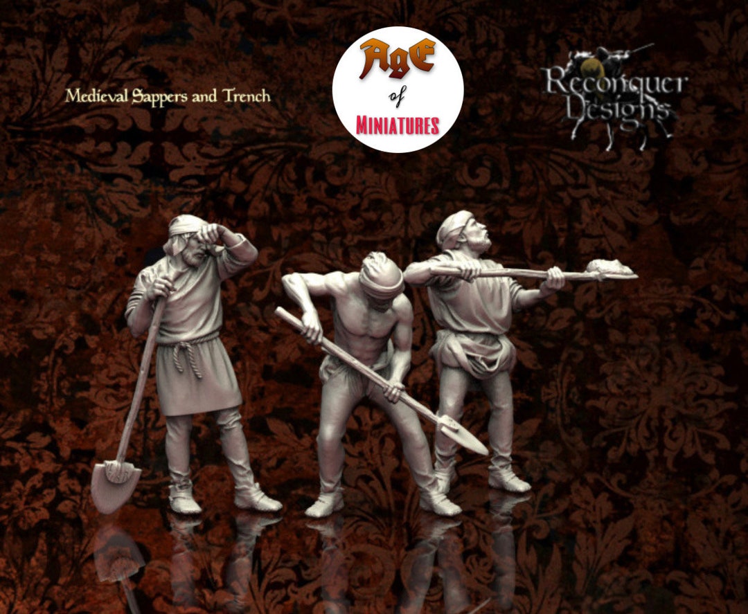 Medieval Sapper Tunnel Diggers, Historical 1/72, 28mm, 32mm, 1/35, 54mm ...