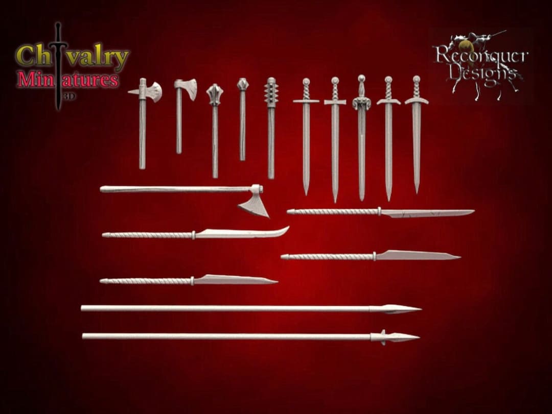 Medieval Christian & Iberian Danish Weapons, 1/72, 28mm, 32mm, 1/35 ...