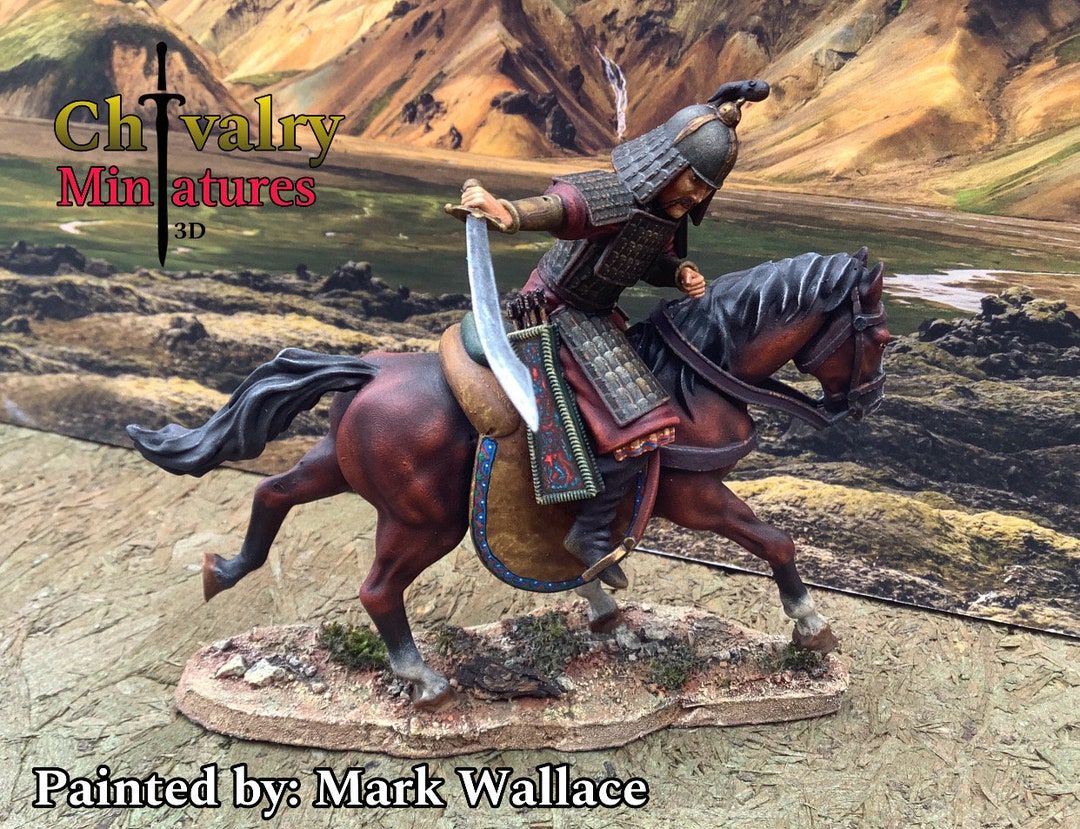 Mounted Mongol Swinging Sword Resin Figure 1/72, 28mm, 32mm, 1/35, 54mm ...