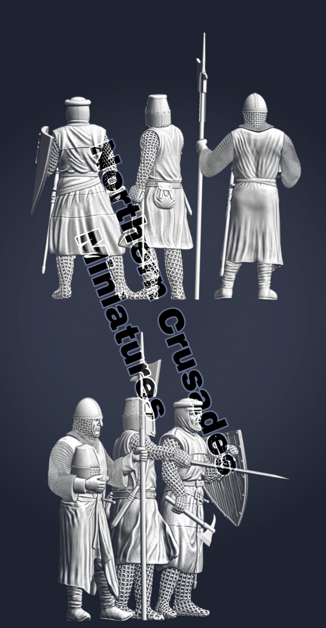 Medieval Scandinavian Crusaders X3 Bundle, Resin, 1/72, 28mm, 32mm, 1/ ...