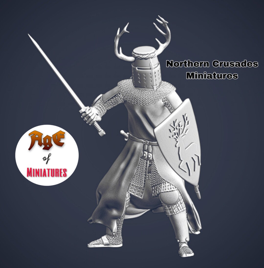 Teutonic Stag Helmet Foot Crusader, Historical 1/72, 28mm, 32mm, 1/35 ...