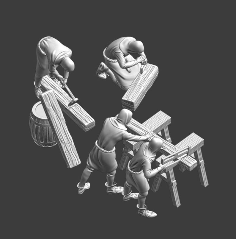 Medieval Workers Set #2 Historical 1/72, 28mm, 32mm, 1/35, 54mm, 75mm ...