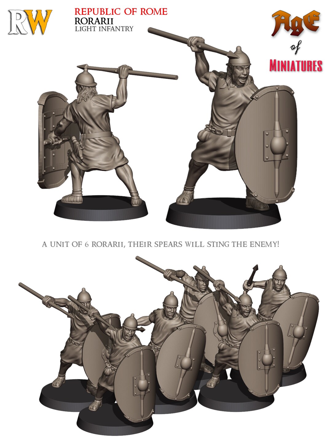 Roman Rorarii Light Infantry, Historical 1/72, 28mm, 32mm, 1/35, 54mm ...