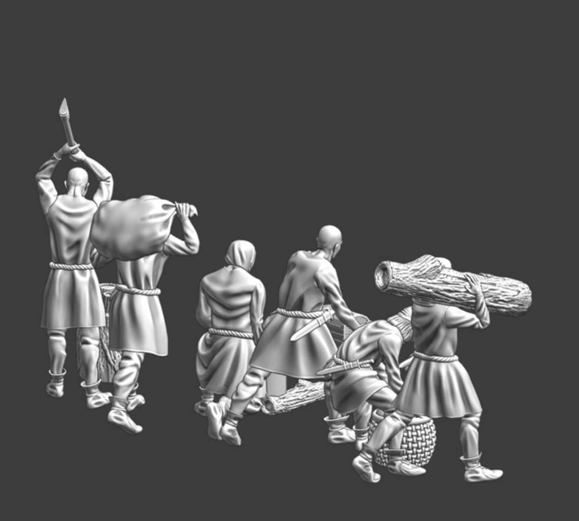 Medieval Workers Set #1, Historical 1/72, 28mm, 32mm, 1/35, 54mm, 75mm ...