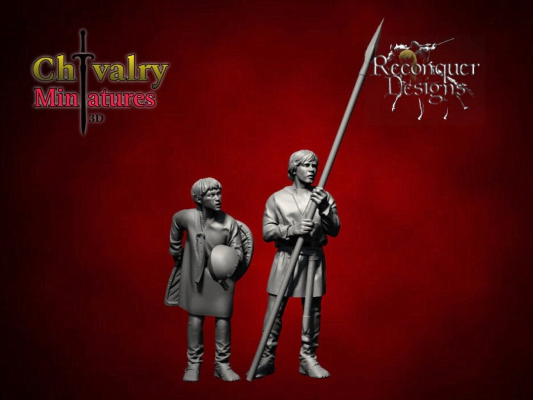 Medieval Squires X2, 1/72, 28mm, 32mm, 1/35th, 54mm, 75mm, 1/16, Resin ...