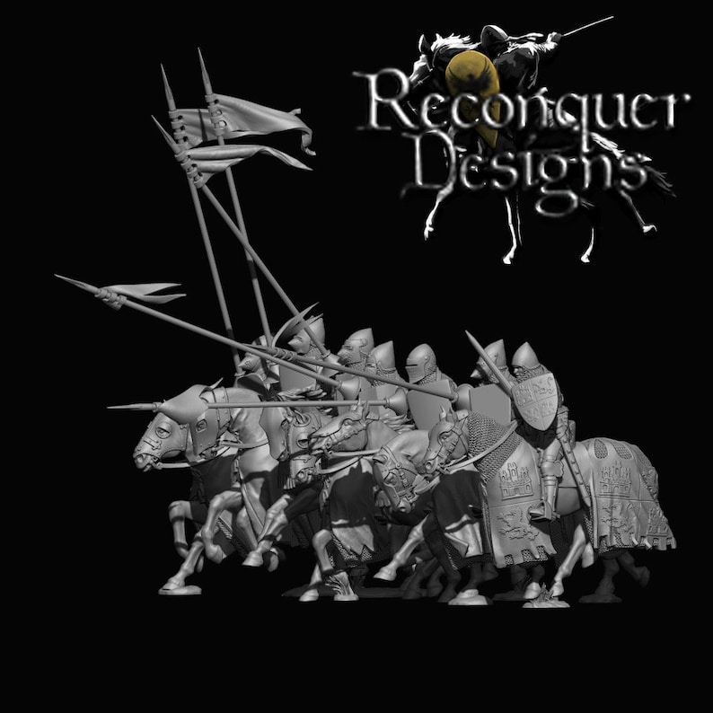 14th-15th Mounted Men at Arms X6, Historical Resin Figures 1/72, 28mm ...