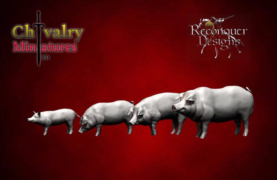 Medieval Pigs Diorama, Historical 1/72, 28mm, 32mm, 1/35, 54mm, 75mm, 1 ...