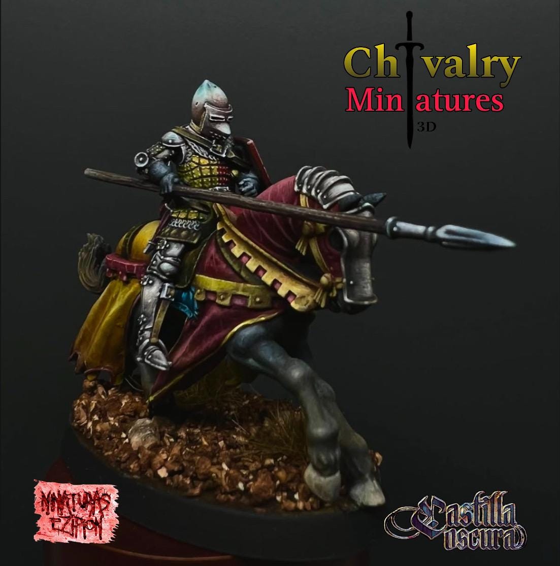 14th Century Mounted Knight Full Armor, 1/72, 28mm, 32mm, 1/35, 54mm ...