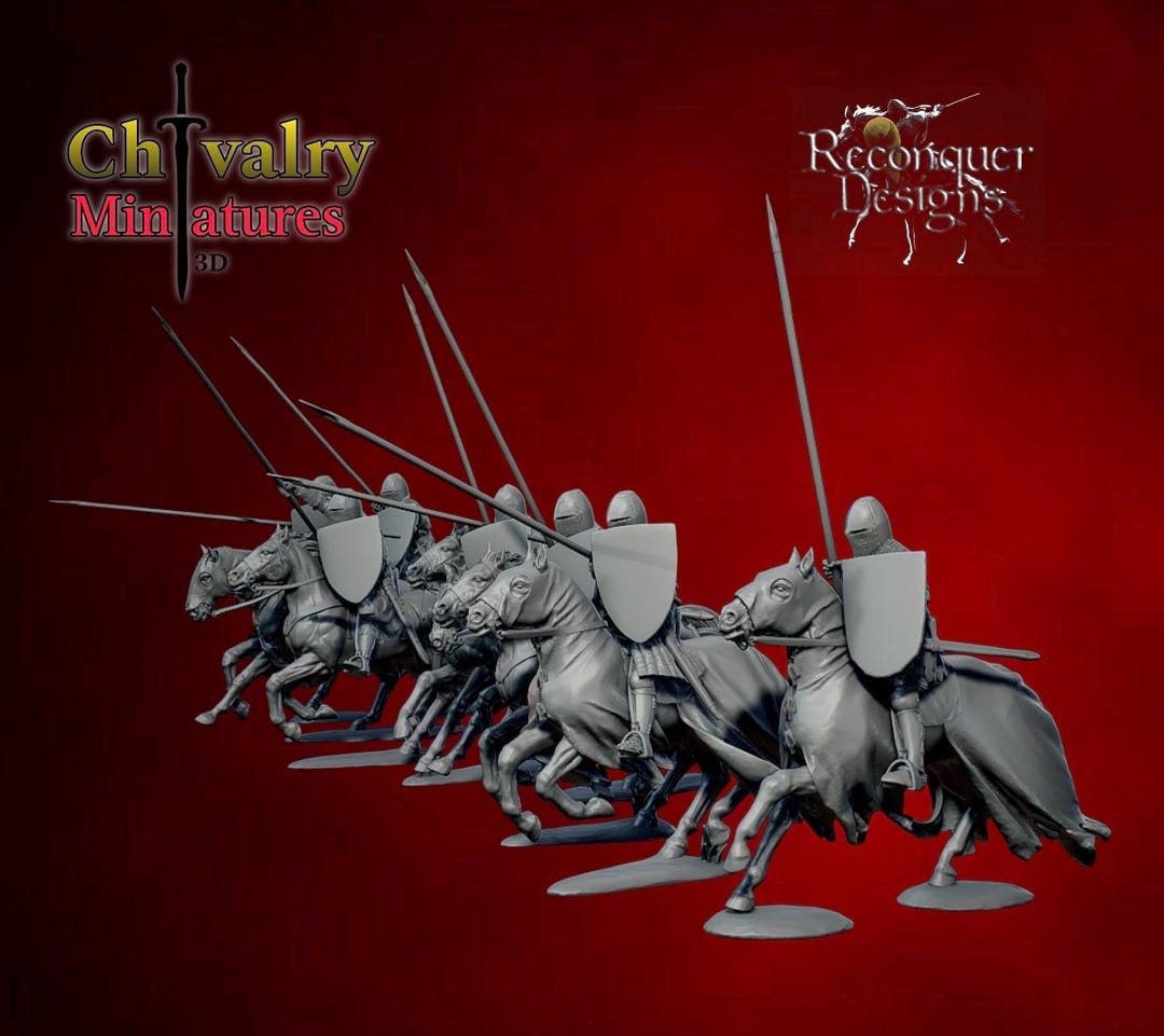 14th Century Charging Knights Set B X8, Historical Resin Figures 1/72 ...