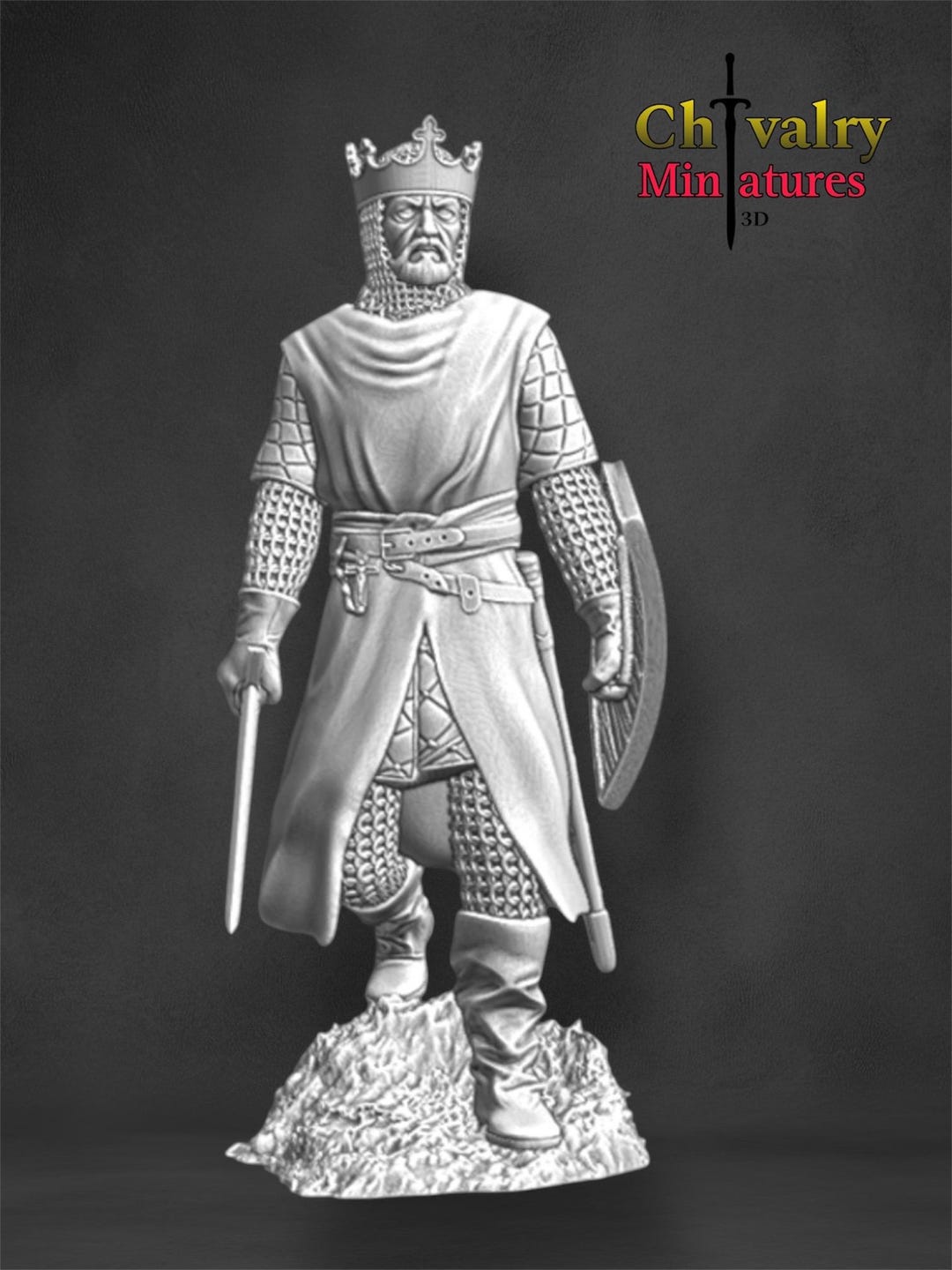 Medieval King Walking, Resin Figure 1/72, 28mm, 32mm, 1/35, 54mm, 75mm ...