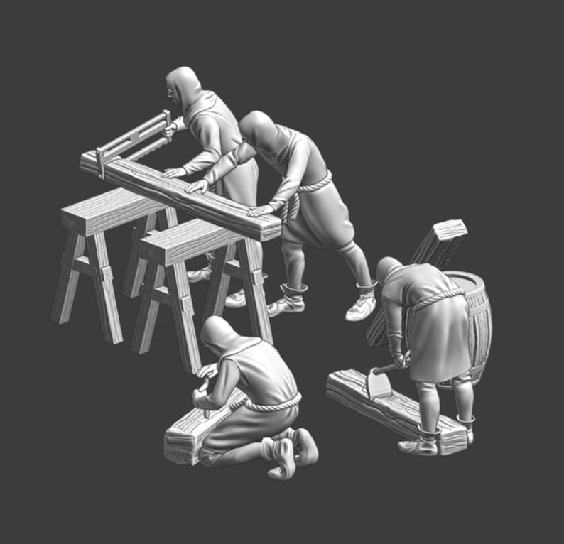 Medieval Workers Set #2 Historical 1/72, 28mm, 32mm, 1/35, 54mm, 75mm ...