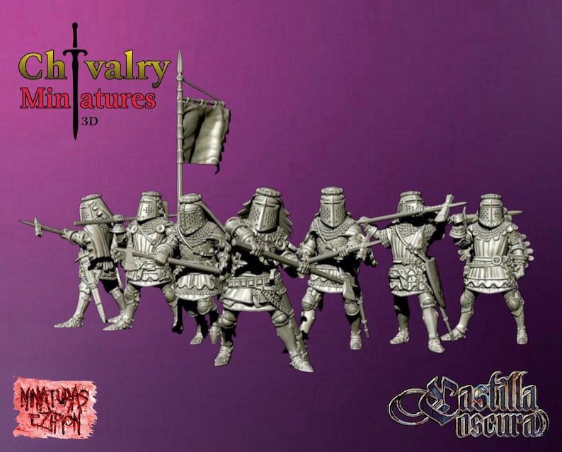 Medieval Knights With Great Helms & Polearms Resin, 1/72, 28mm, 32mm, 1 ...