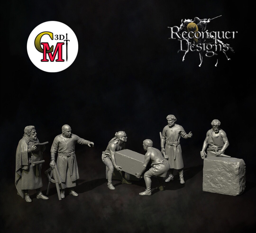Medieval Masons and Craftsmen Diorama, Historical 1/72, 28mm, 32mm, 1/ ...