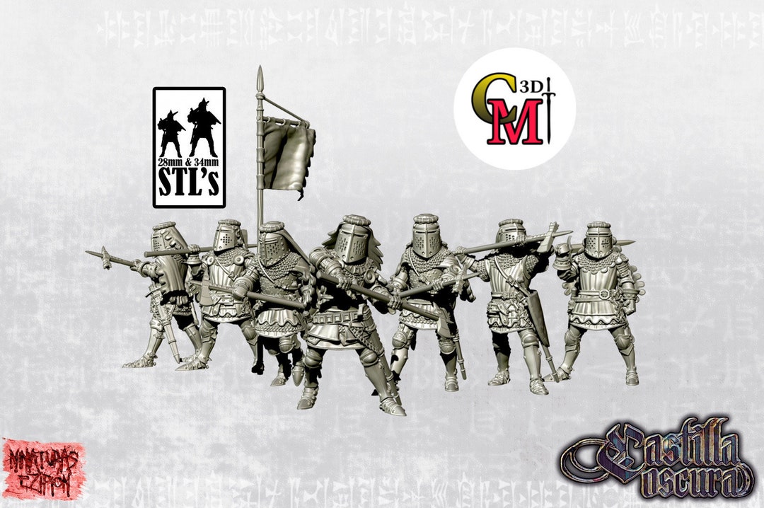 Medieval Knights With Great Helms & Polearms Resin, 1/72, 28mm, 32mm, 1 ...