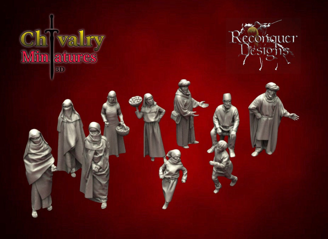 Medieval Villagers Set B Diorama, Historical 1/72, 28mm, 32mm, 1/35 ...