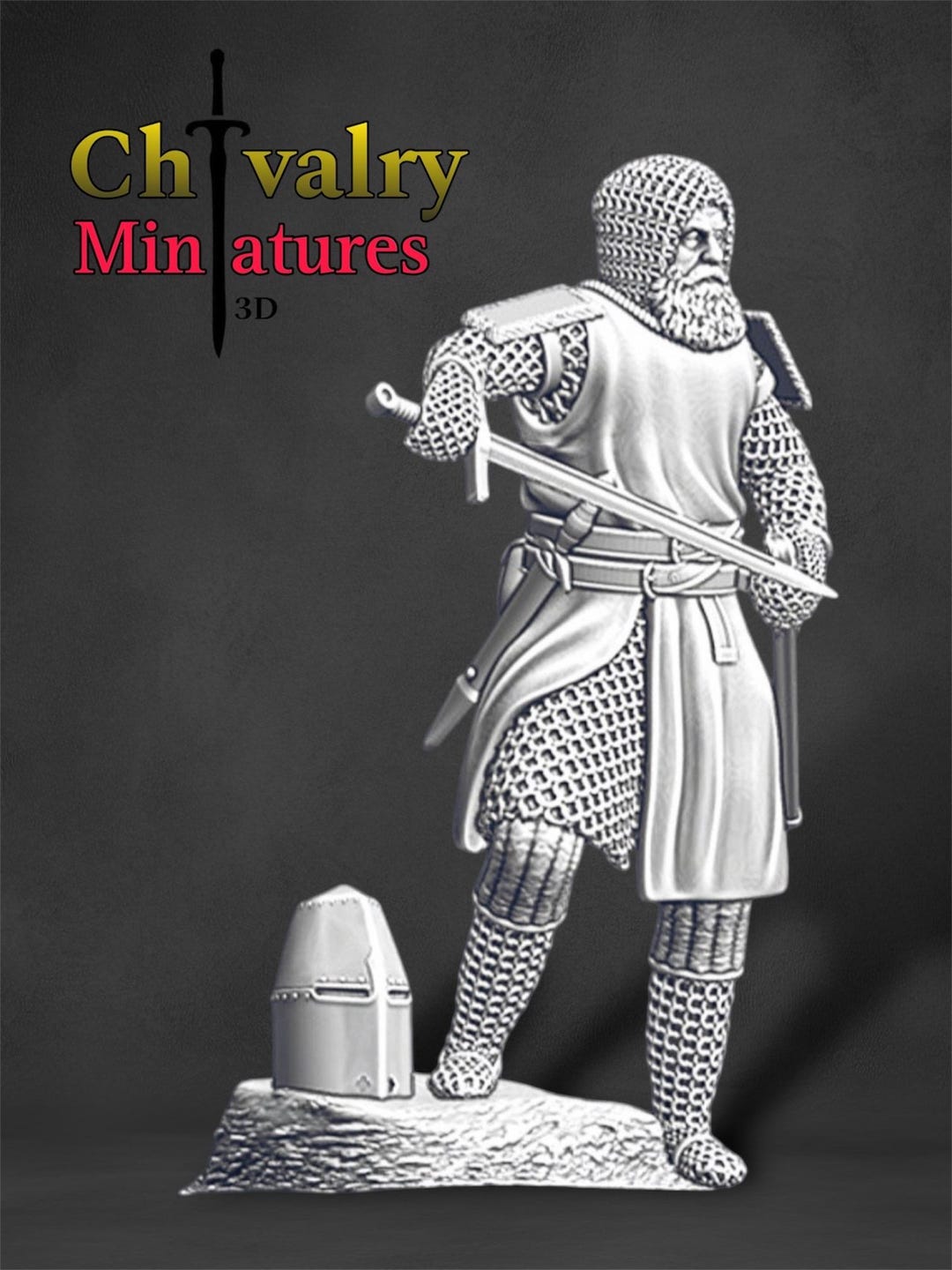 Old Crusader on Foot, Historical 1/72, 28mm, 32mm, 1/35, 54mm, 75mm, 1/ ...