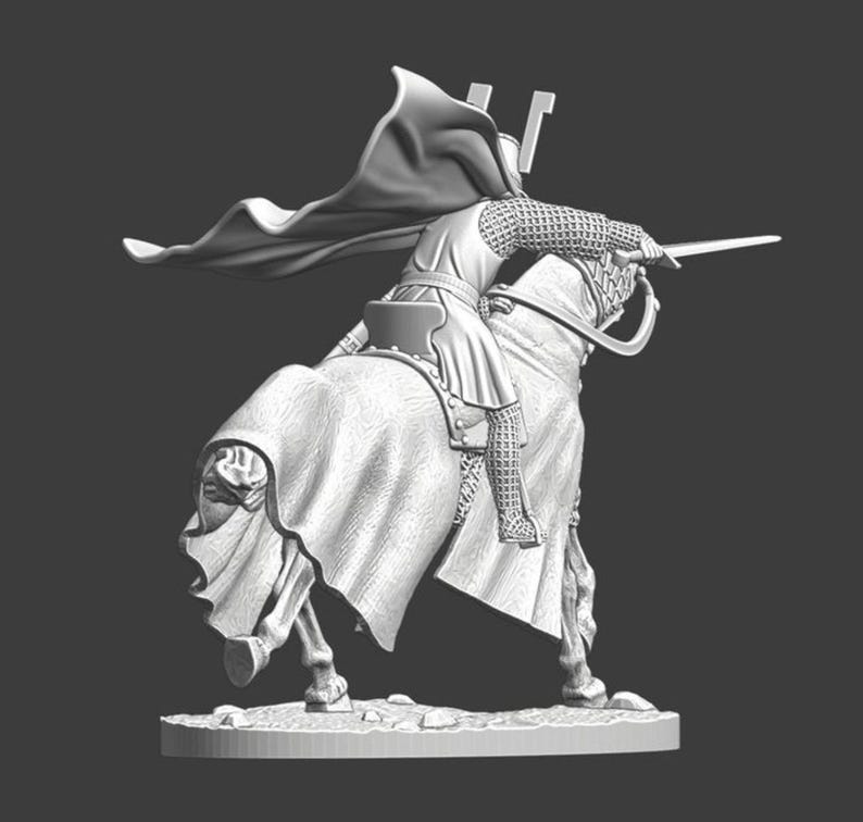 Teutonic Commander Charging, 1/72, 28mm, 32mm, 1/35, 54mm, 75mm, Resin ...