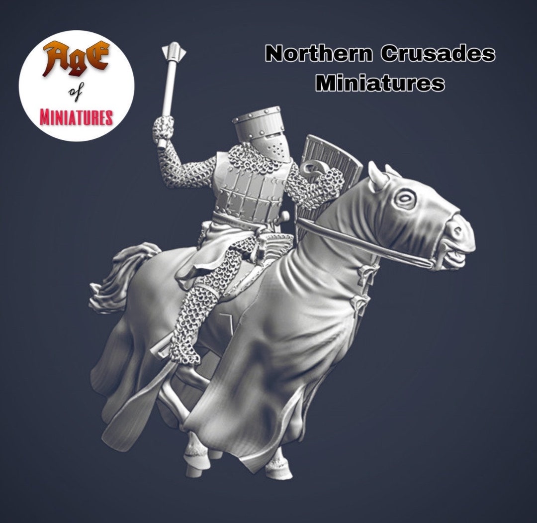 Danish Mace Mounted Crusader, Resin, 1/72, 28mm, 32mm, 1/35, 54mm, 75mm ...