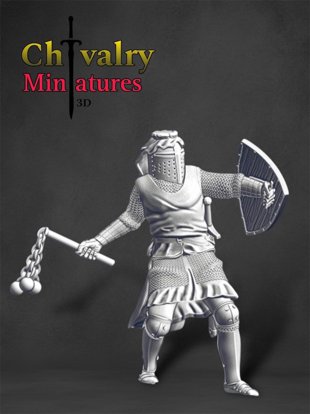 Medieval Hospitaller Crusader With Flail, 1/72, 28mm, 32mm, 1/35, 54mm ...