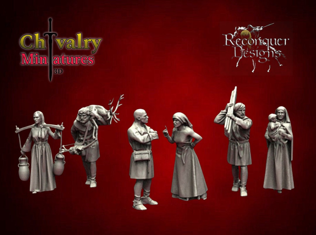 Medieval Villagers Set C Diorama, Historical 1/72, 28mm, 32mm, 1/35 ...