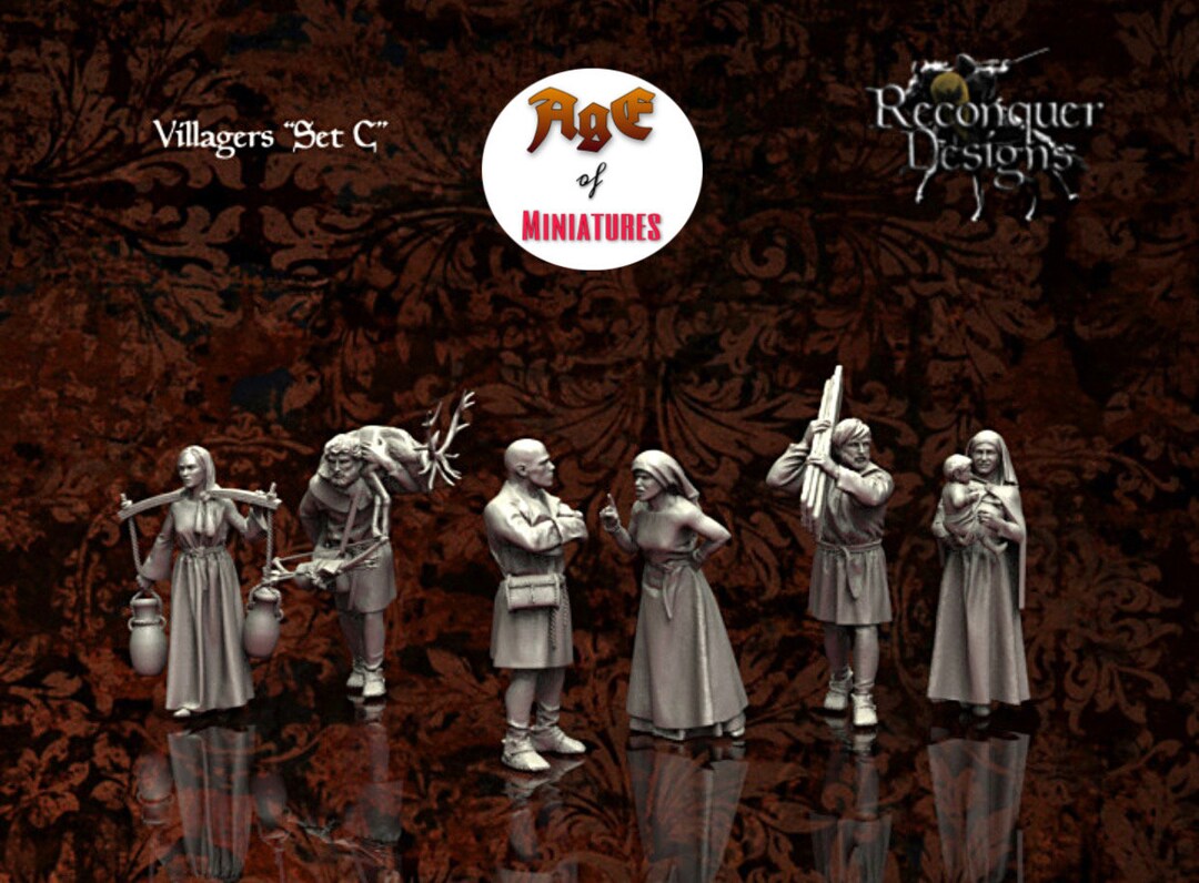 Medieval Villagers Set C Diorama, Historical 1/72, 28mm, 32mm, 1/35 ...