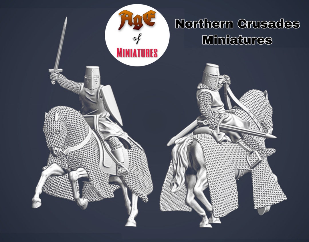 Mounted Crusader Full Mail Knights X2 Bundle, Resin, 1/72, 28mm, 32mm ...
