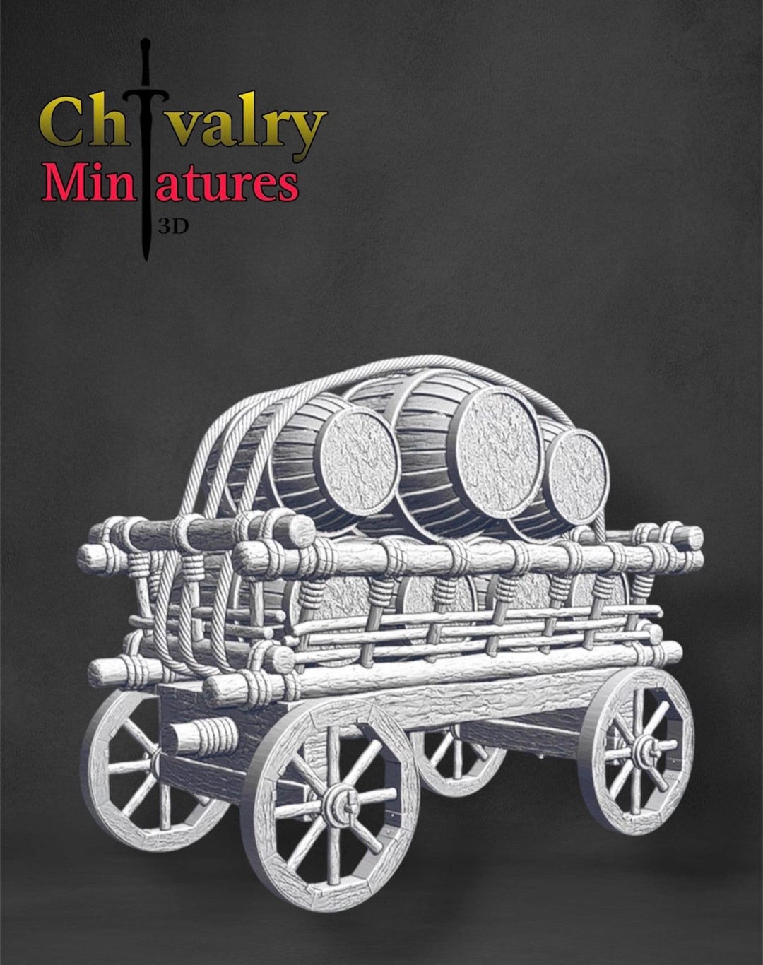 Medieval Wagon Wine Barrels, Historical 1/72, 28mm, 32mm, 1/35, 54mm ...