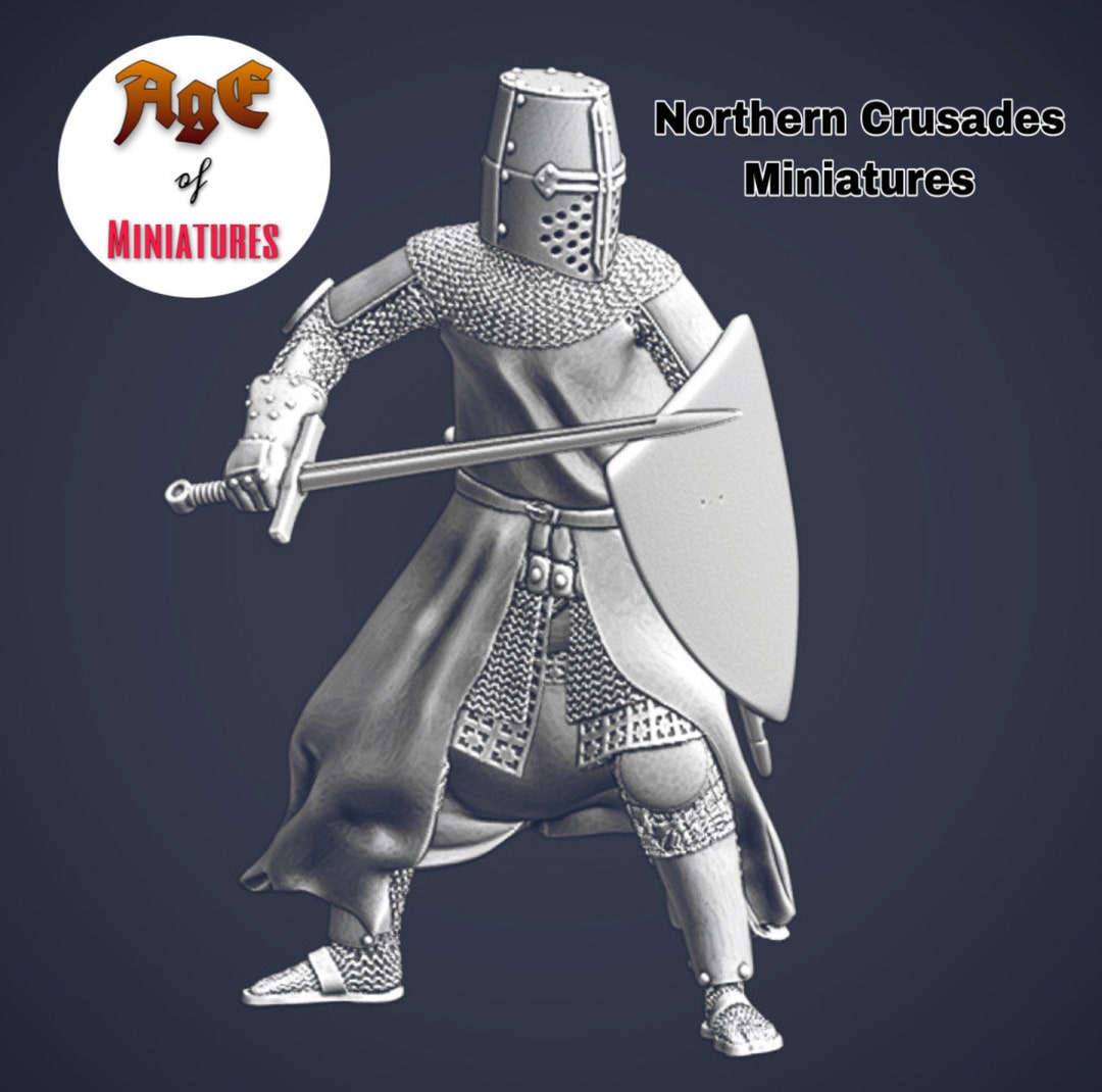 Medieval Crusader Defense Pose Version 1, Historical 1/72, 28mm, 32mm ...