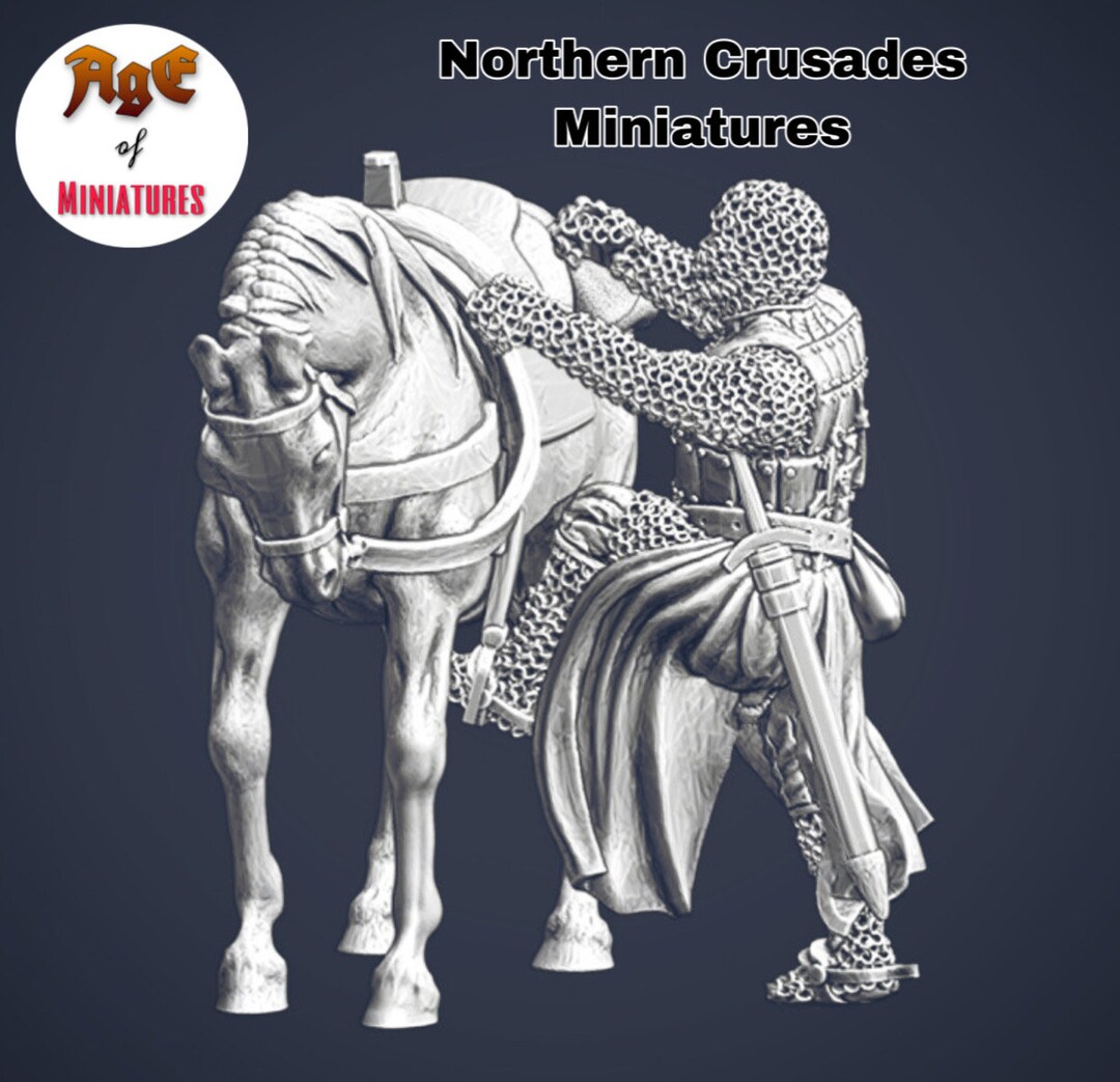 Medieval Crusader Mounting Horse 1/72, 28mm, 32mm, 1/35, 54mm, 75mm ...