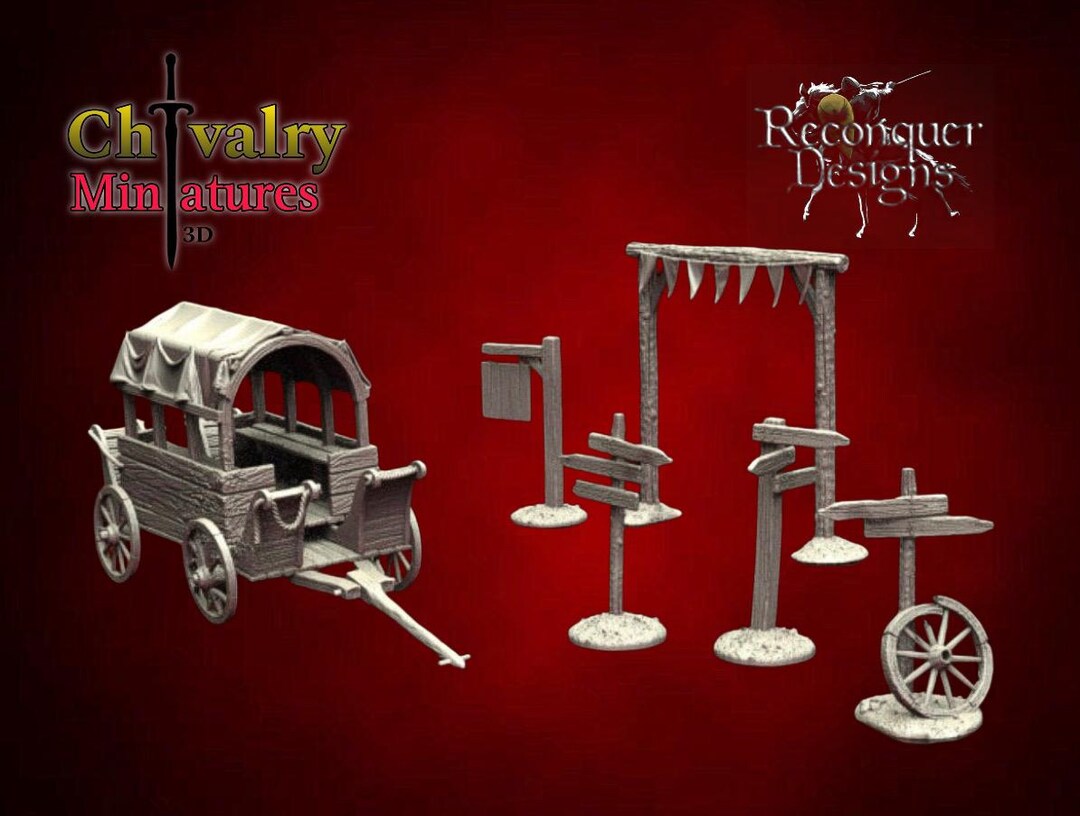 Medieval Road Accessories Set A, Diorama, Historical 1/72, 28mm, 32mm ...