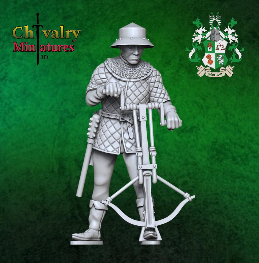 Early 15th Century Windless Crossbowmen Resin Figure Historical 28mm ...