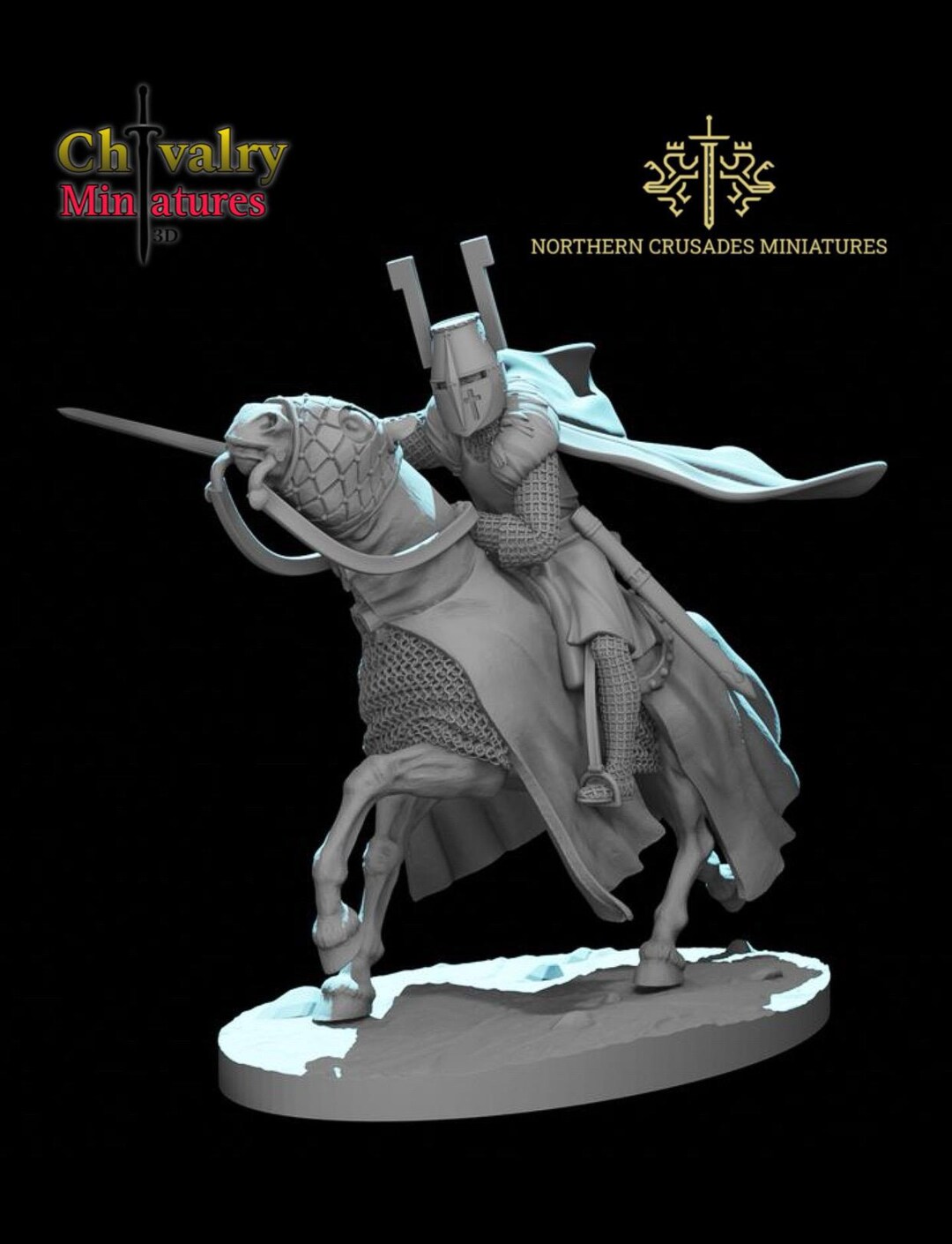 Teutonic Commander Charging, 1/72, 28mm, 32mm, 1/35, 54mm, 75mm, Resin ...