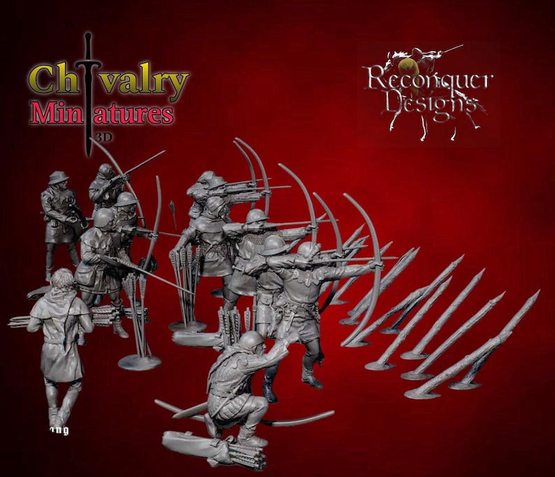 14th Century Medieval Longbowmen Resin Figures Historical 1/72, 28mm ...