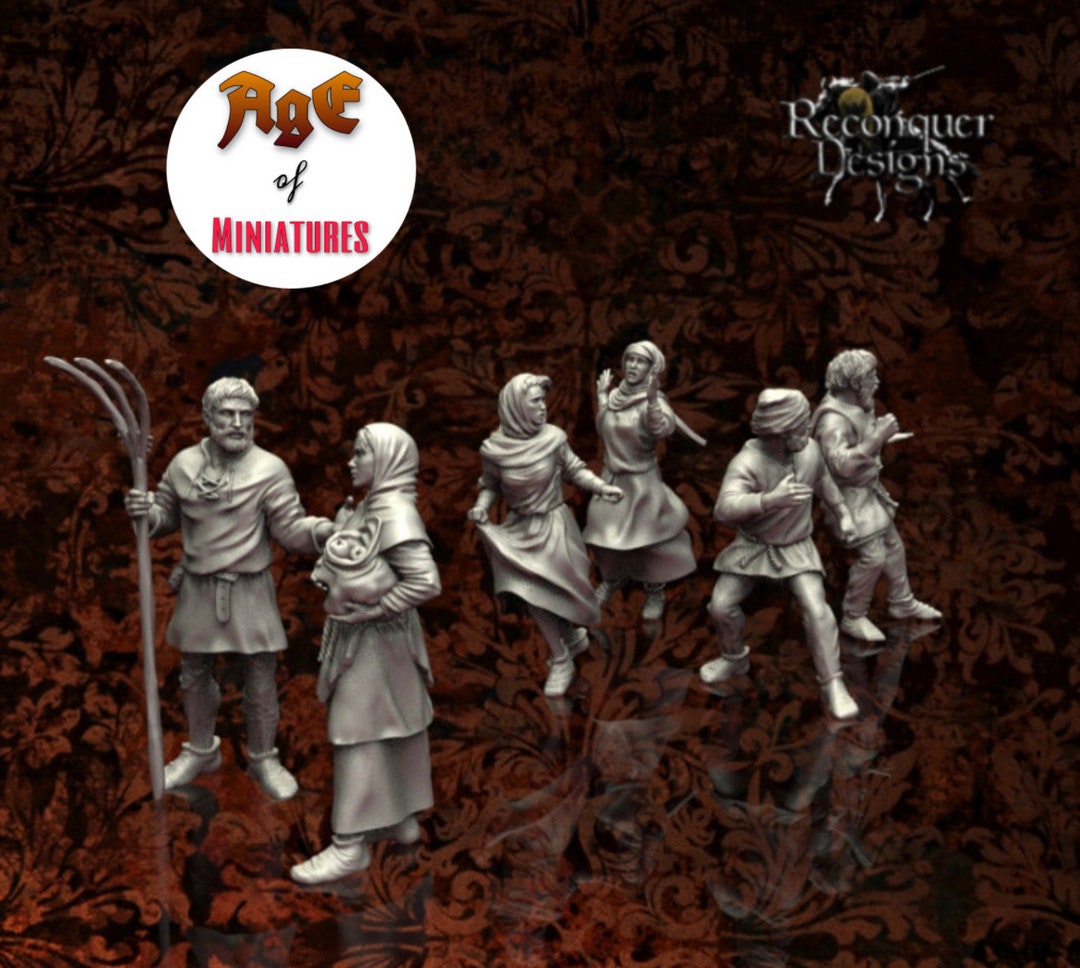 Medieval Villagers Set A Diorama, Historical 1/72, 28mm, 32mm, 1/35 ...