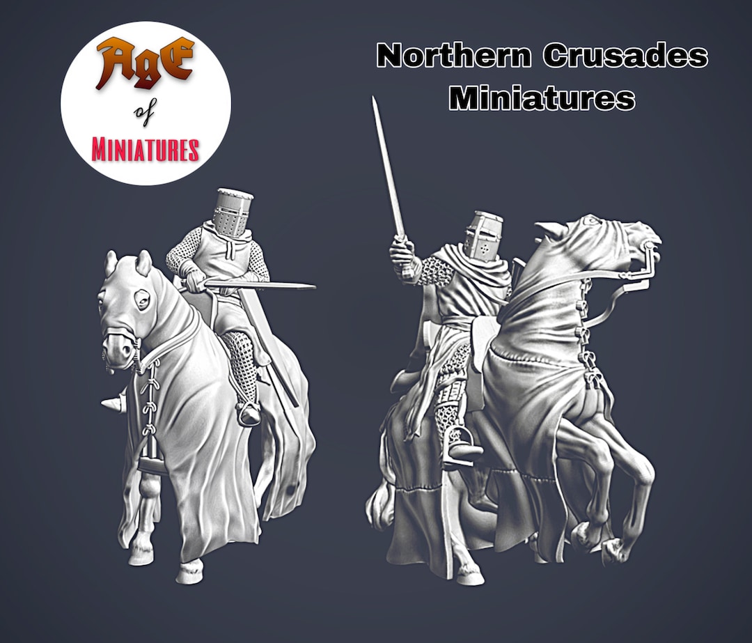 Teutonic Mounted Crusaders X2 Bundle Set A, Resin Figures, 1/72, 32mm ...