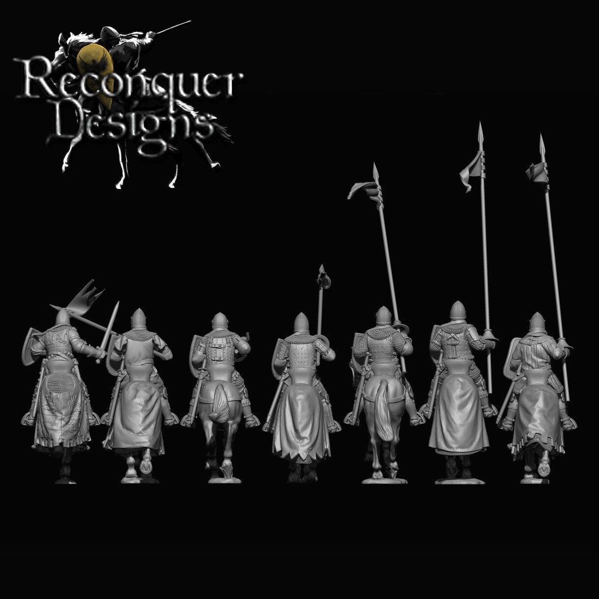 14th-15th Mounted Men at Arms X6, Historical Resin Figures 1/72, 28mm ...