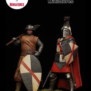 Medieval Sir John Everingham & Men at Arms, Resin 1/72, 28mm, 32mm, 1/ ...