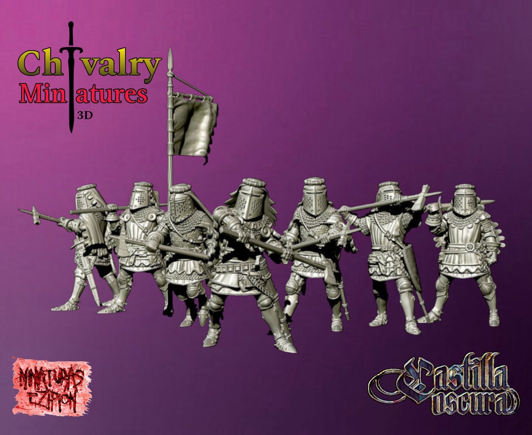 Medieval Knights With Great Helms & Polearms Resin, 1/72, 28mm, 32mm, 1 ...