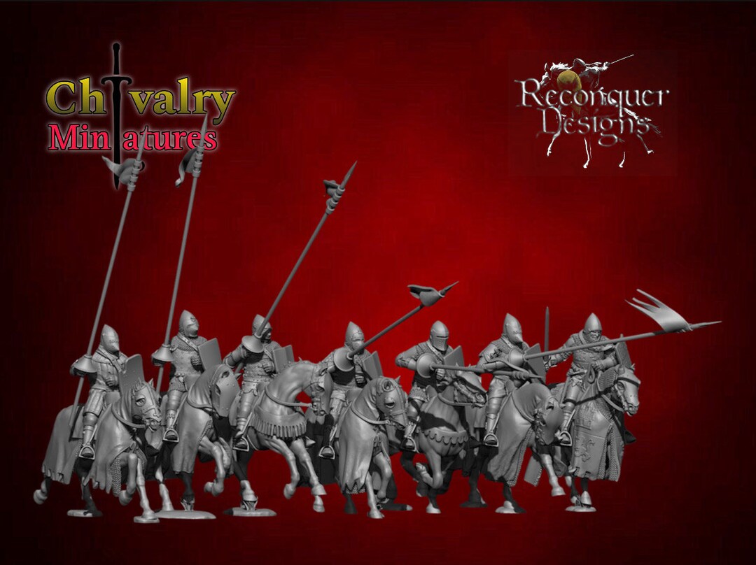 14th-15th Mounted Men at Arms X6, Historical Resin Figures 1/72, 28mm ...