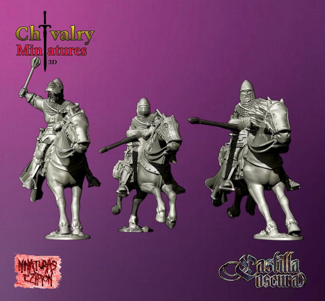 Late 14th Century Knights Charging on Warhorses X3, Historical Resin, 1 ...
