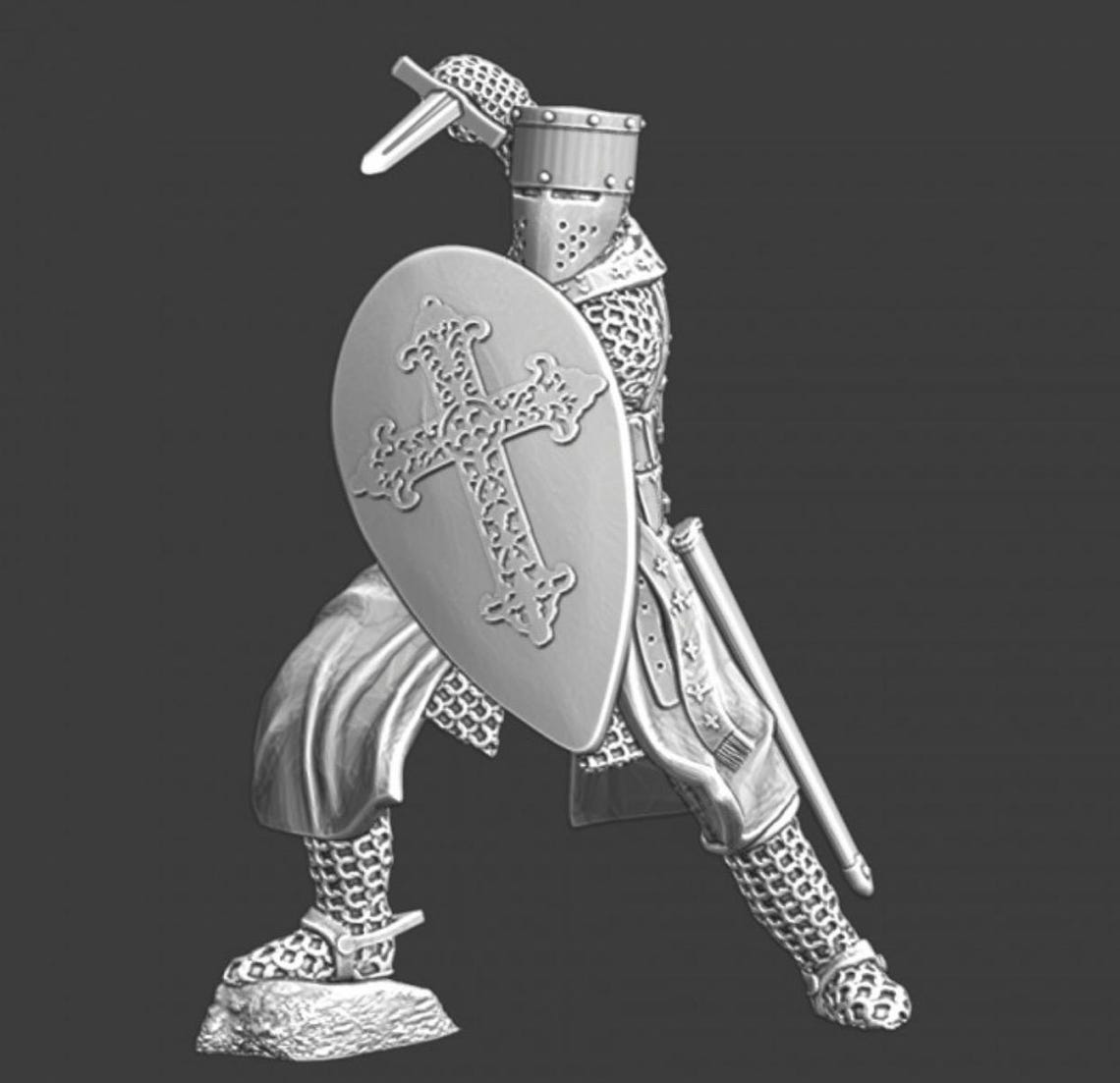 Medieval Religious Knight on Foot, Historical 1/72, 28mm, 32mm, 1/35 ...